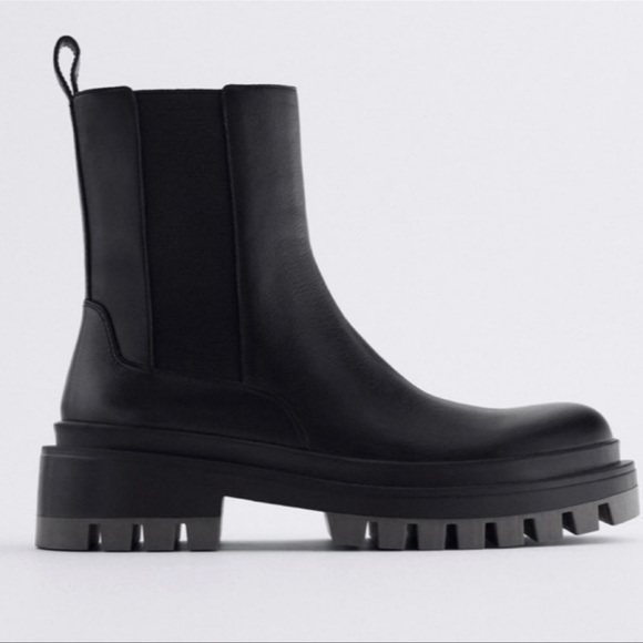 Zara | Shoes | Zara Lug Sole Leather Upper Ankle Boot | Poshmark